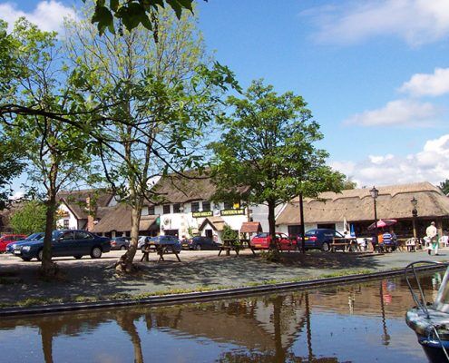 Guys Thatched Hamlet and Owd Nells Tavern on The Lancaster Canal