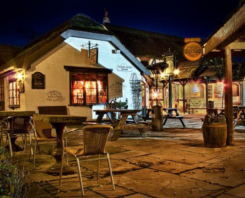 Guys Thatched Hamlet and Owd Nells Tavern on The Lancaster Canal